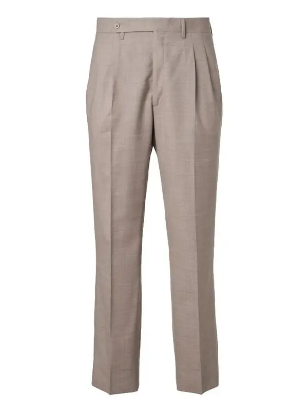 STOFFA Pleated Wool Wide-leg Trousers - Grey