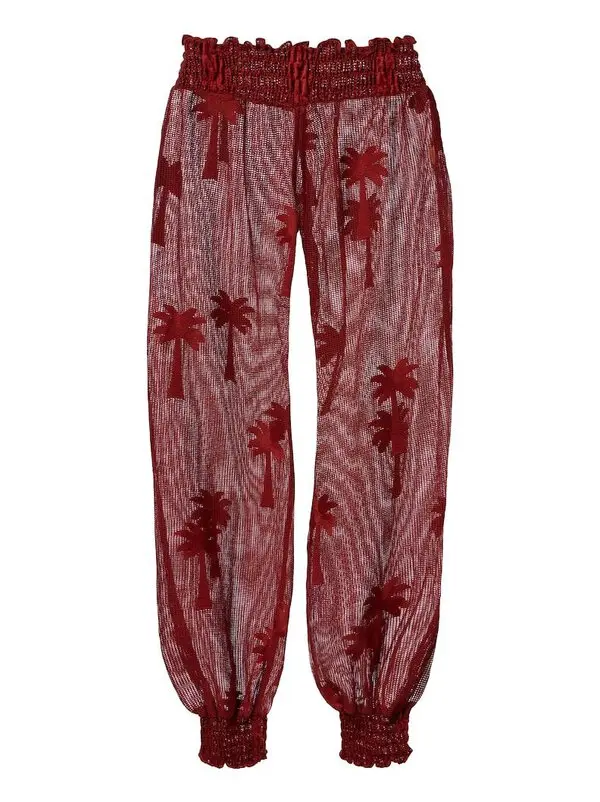 Johanna Ortiz Embroidered Mesh Balloon Trousers - Red