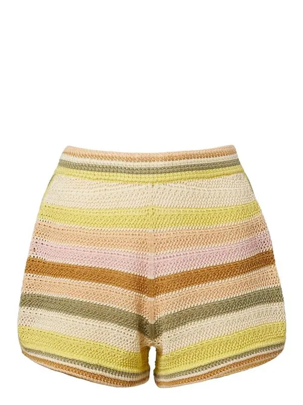 Zimmermann Indra Crochet Striped Cotton Shorts - Multicoloured