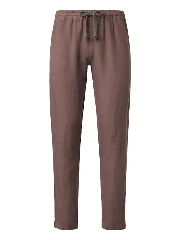 Fedeli Linen Straight Pants - Brown