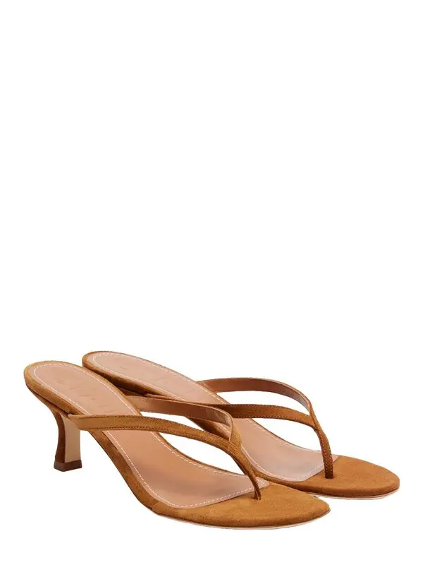 Staud Freja Suede Thong Sandals - Brown