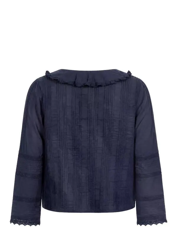 DÔEN Huguette Ruffled Pin-tucked Blouse - Blue