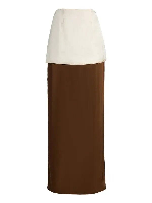 Bevza Double-layer Satin Maxi Skirt - Multi