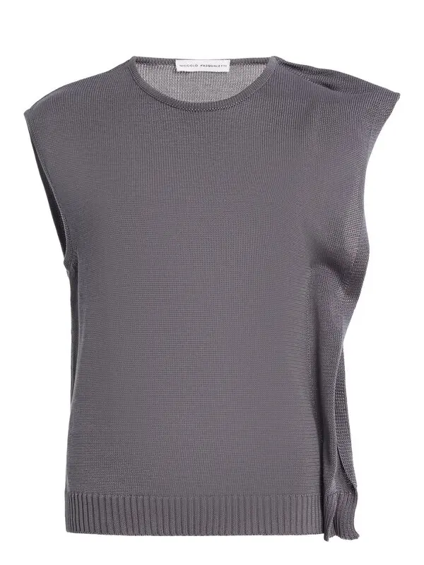 NICCOLO PASQUALETTI Knitted Vest With Ruffle Detail - Grey