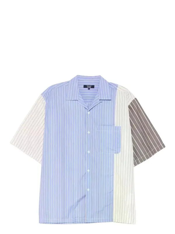 Comme Des Garçons Striped Panelled Shirt - Blue