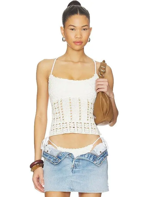 Frankies Bikinis X Jennie Nari Crochet Top - Ivory