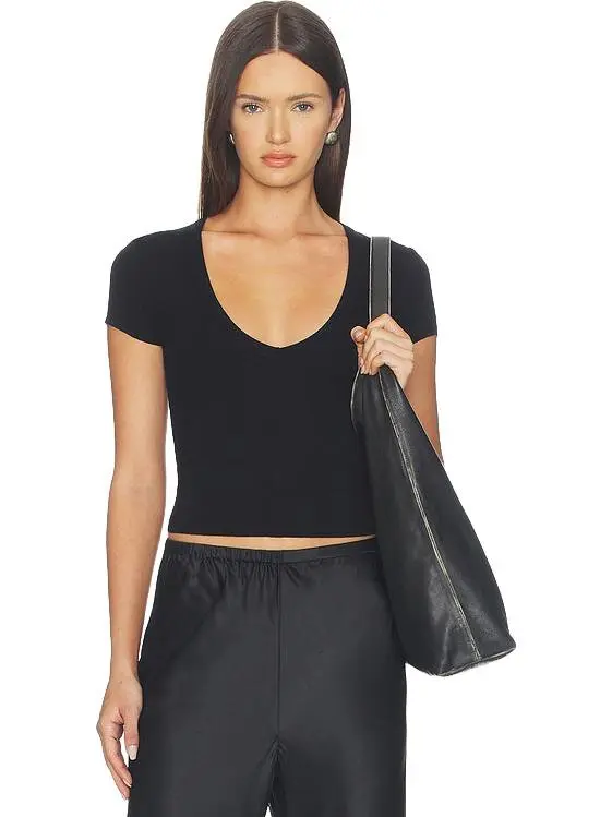 Eterne Short Sleeve V-neck Baby Tee - Black