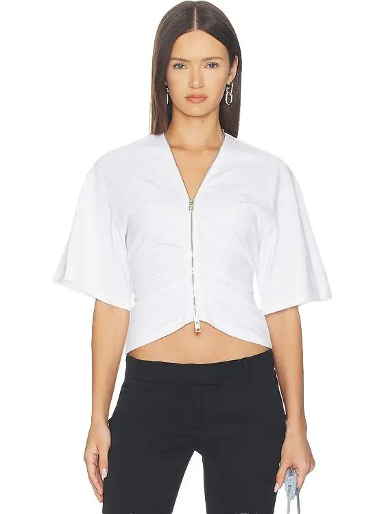 Alexander Wang Gathered T-shirt With Continuous Loop Zipper - White