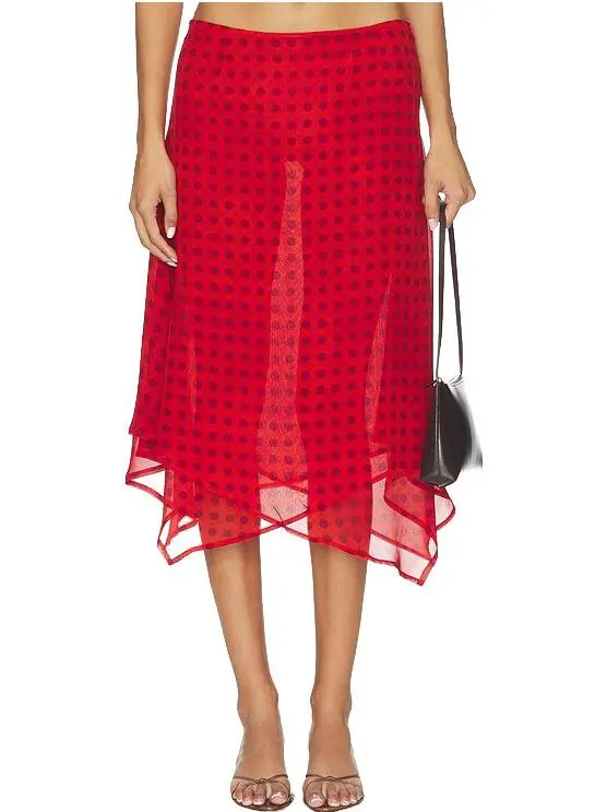 MORE TO COME Landry Midi Skirt - Red