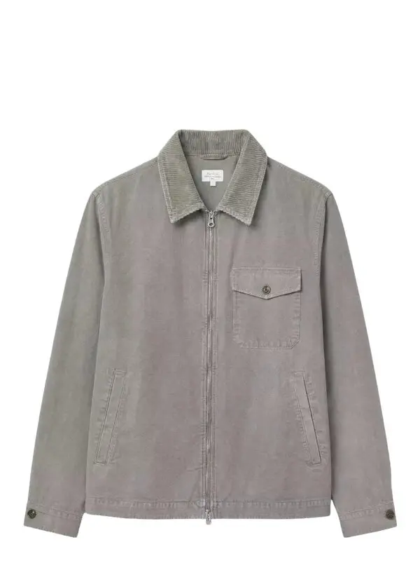 Hartford Corduroy-collar Zip-up Jacket - Grey