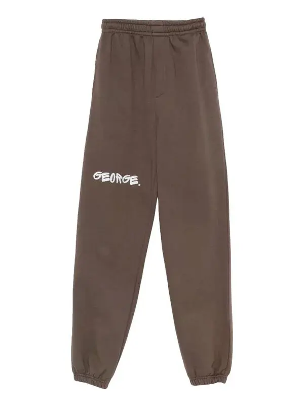 GEORGE. George Logo Print Track Pants - Brown