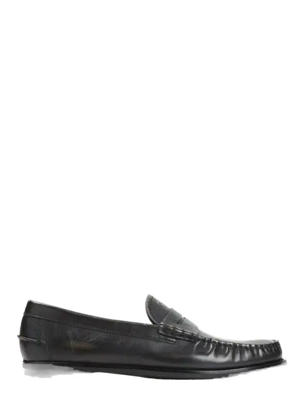 Prada Antiqued Leather Loafers - Black