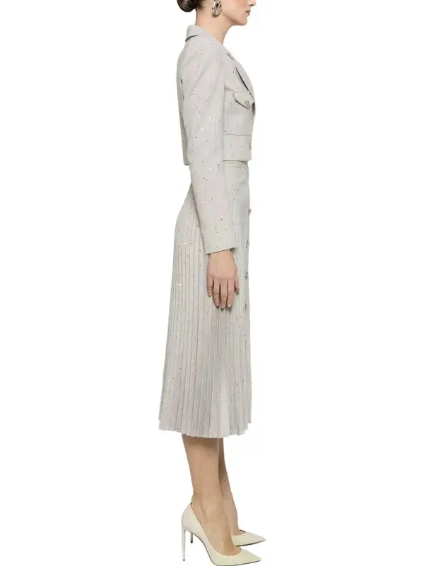 NISSA Sequin-embellished Cropped Blazer - Grey