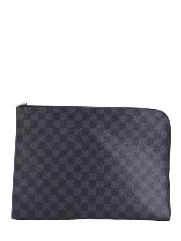LOUIS VUITTON Damier Graphite Gm Pochette Jour Clutch Bag - Black