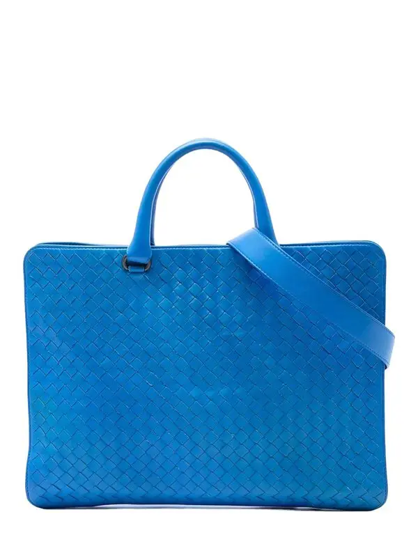 Bottega Veneta 2012-2026 Nappa Intrecciato Briefcase Business Bag - Blue