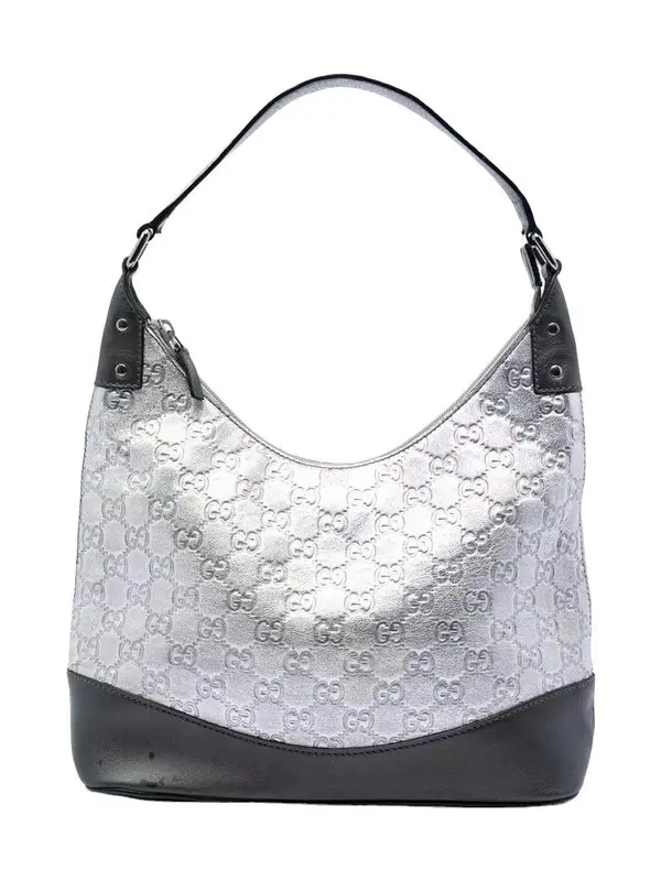 Gucci Metallic Gg Embossed Leather Shoulder Bag - Silver