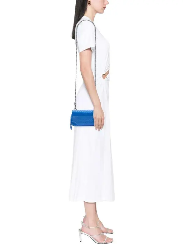 Bottega Veneta Small Intrecciomirage Embossed Butterfly Chain Crossbody Bag - Blue