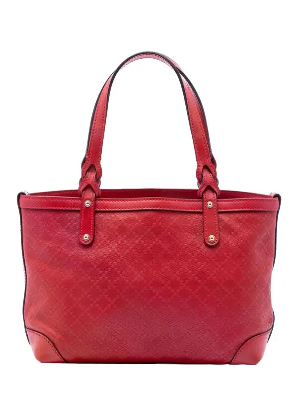 Gucci Diamante Leather Craft Tote Bag - Red