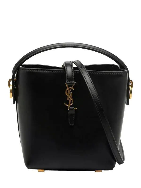 Saint Laurent Mini Shiny Calfskin Le 37 Bucket Bag Satchel - Black