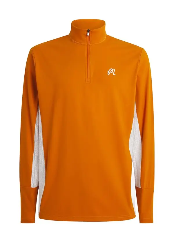 MALBON Santiago Quarter-zip Mid Layer With Colour Blocking - Orange