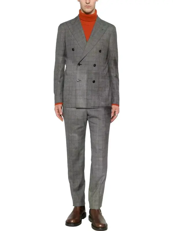 Tagliatore Double-breasted Checked Suit - Grey