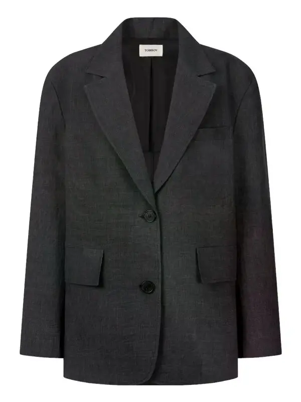 STUDIO TOMBOY Notched-lapel Linen Blazer - Grey
