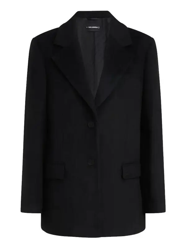Karl Lagerfeld Single-breasted Felted Coat - Black