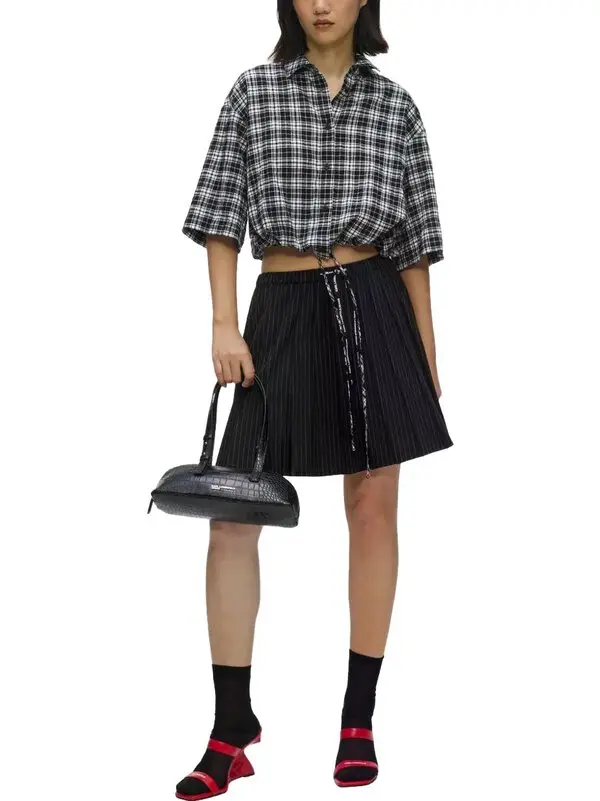Karl Lagerfeld Checked Drawstring-hem Shirt - Black