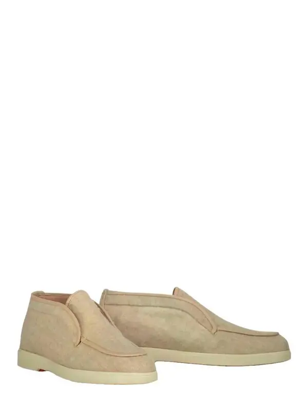 Santoni Suede-trimmed Wool Boots - Neutrals