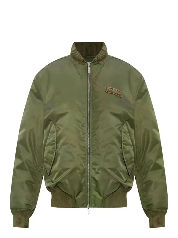 Off-White Logo-patch Bomber Jacket - Green