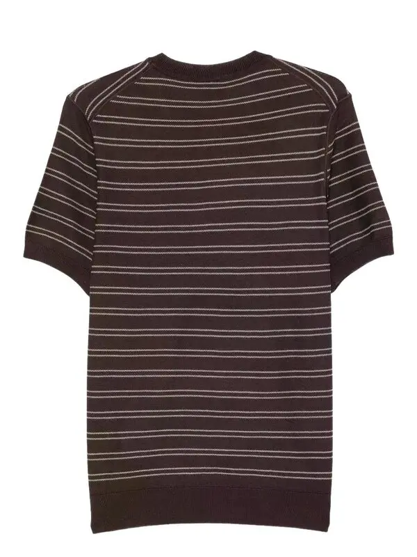BOSS Horizontal-stripe Short-sleeved Sweater - Brown