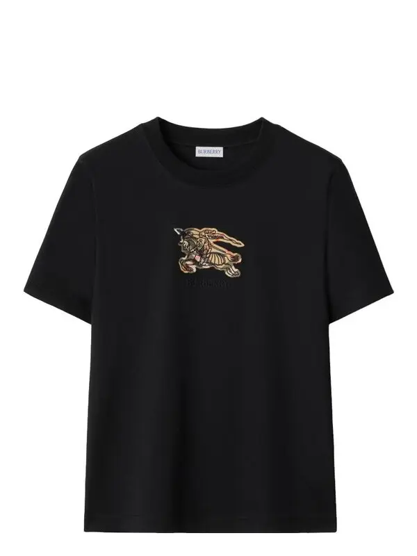 Burberry Knight Check Cotton T-shirt - Black