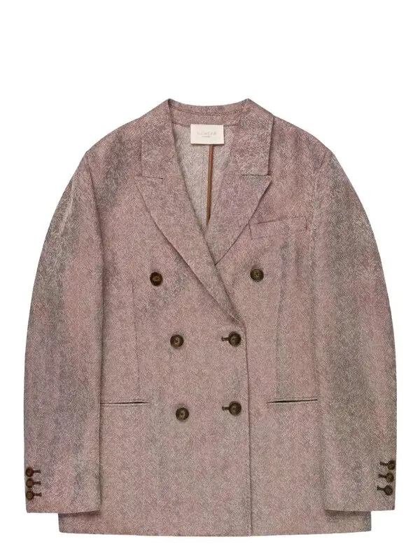 SLOWEAR Double-breasted Herringbone Blazer - Brown