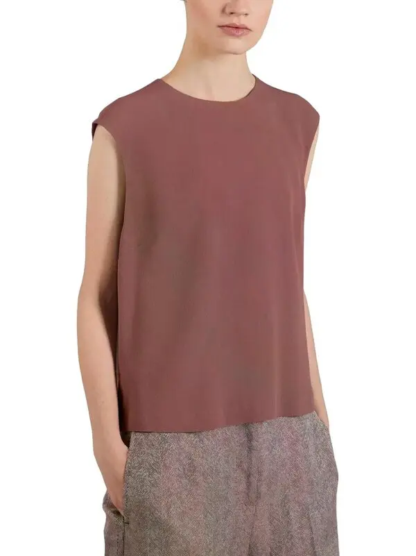 GLANSHIRT Crew Neck Sleeveless Blouse - Pink