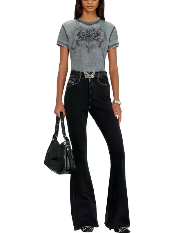 DIESEL® Rhinestone Embellished Burnout Effect T-shirt - Grey