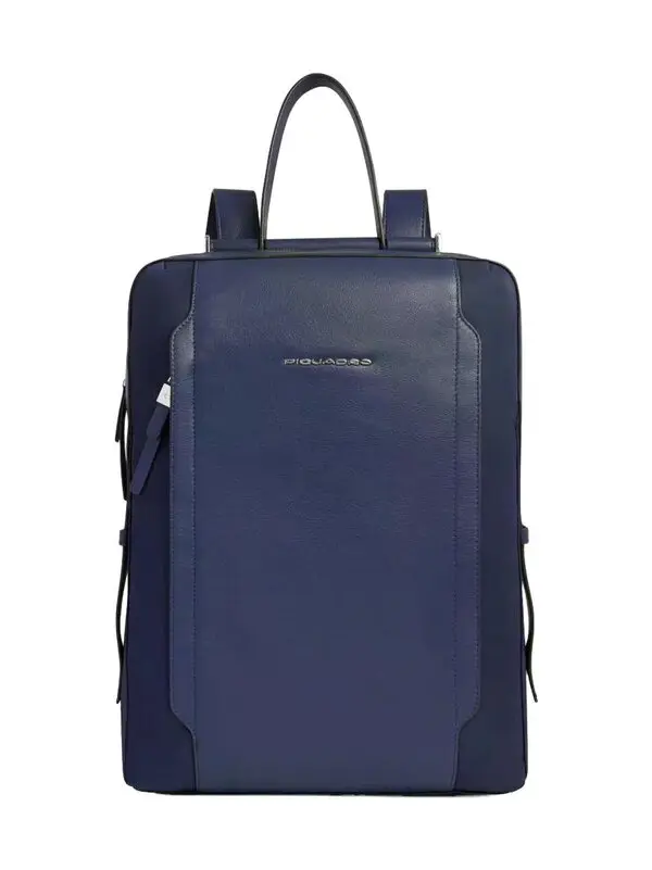 PIQUADRO Leather-panelled Laptop Backpack - Blue
