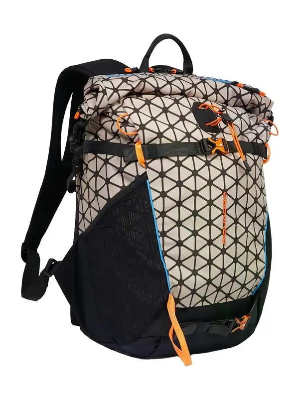 PIQUADRO Geometric Pattern Roll-top Backpack - Neutrals