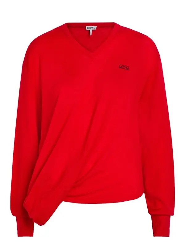 Loewe Draped Wool-blend Jumper - Red