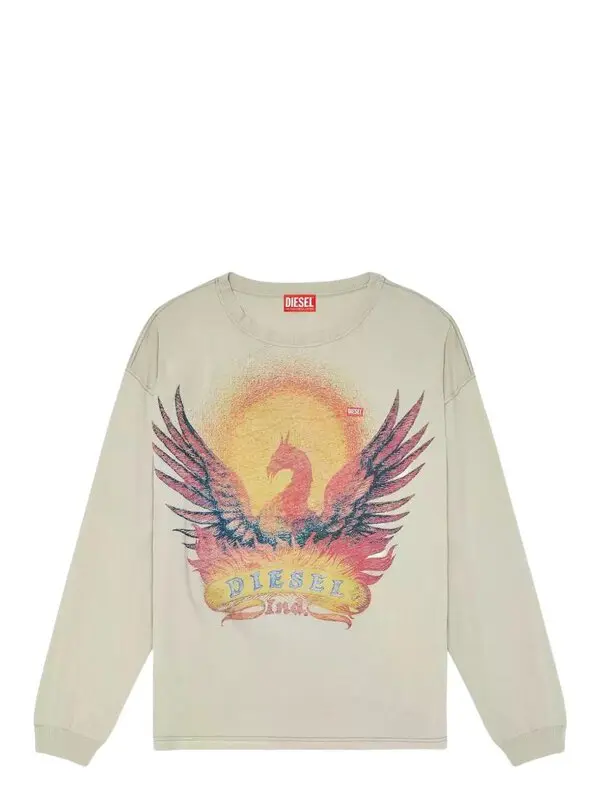 DIESEL® Long Sleeve T-shirt With Phoenix Graphic - Neutrals