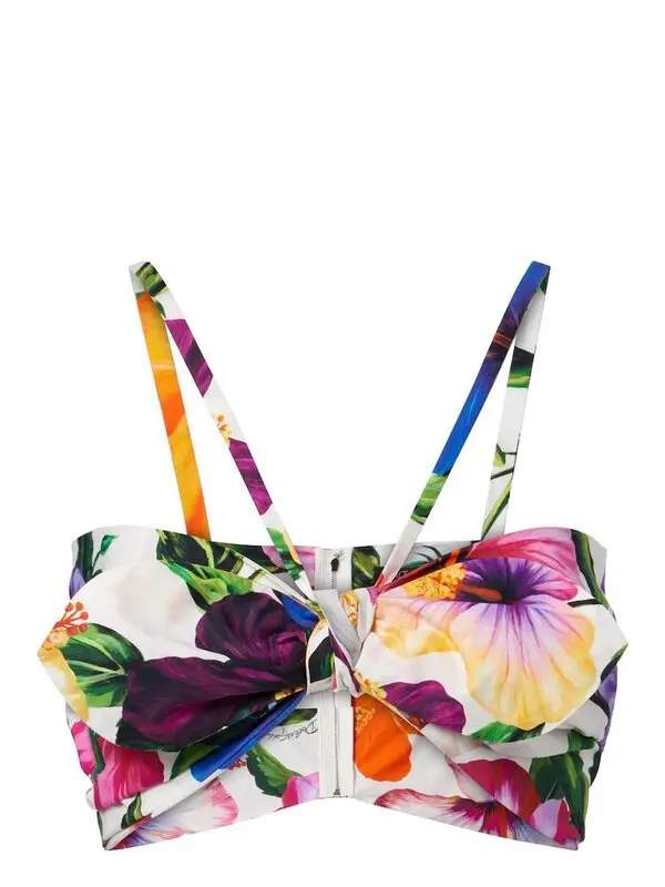 Dolce & Gabbana Bow Detail Floral Cotton Bra Top - Multicoloured