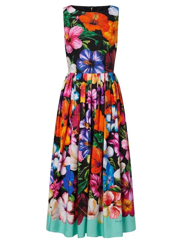 Dolce & Gabbana Floral Cotton Midi Dress - Multicoloured