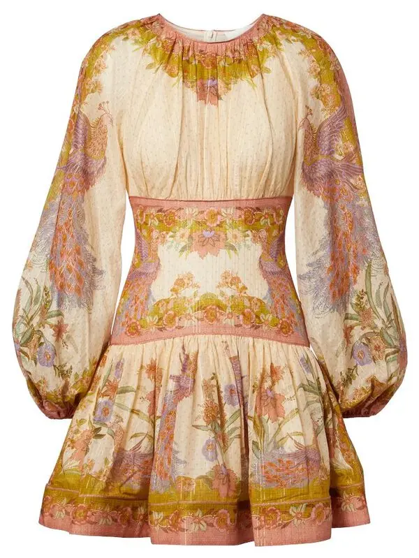 Zimmermann Indra Cotton And Silk-blend Mini Dress - Multicoloured