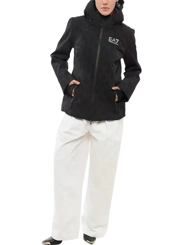 Giorgio Armani Graphgic-print Hooded Jacket - Black