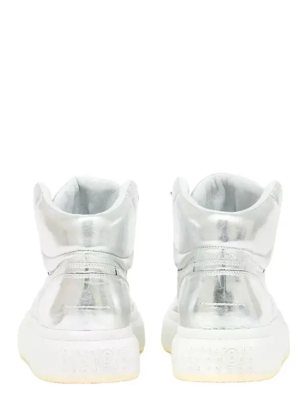 MAISON MARGIELA Tone Metallic High-top Sneakers - Silver