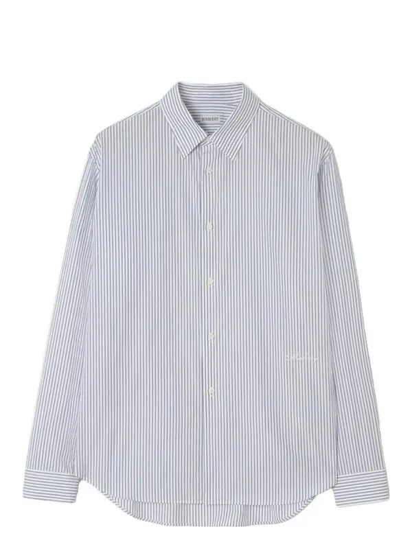 Burberry Relaxed Fit Striped Cotton Shirt - Blue/white