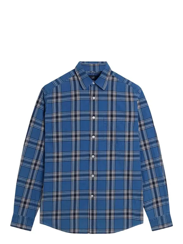 Dunhill Cotton Check Print Shirt - Blue