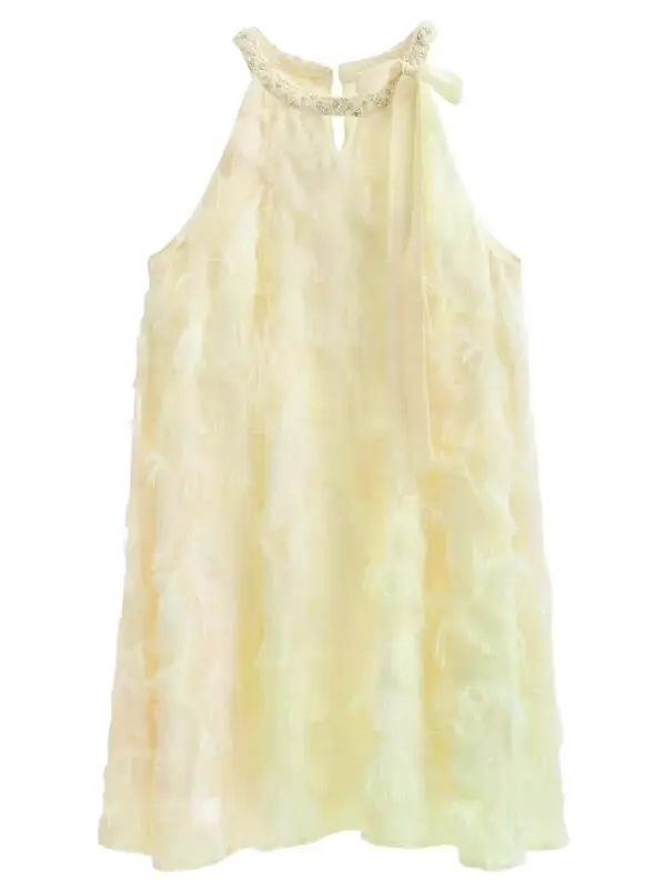 B+AB Fringe-trimmed Sequin-embellished Mini Dress - Neutrals