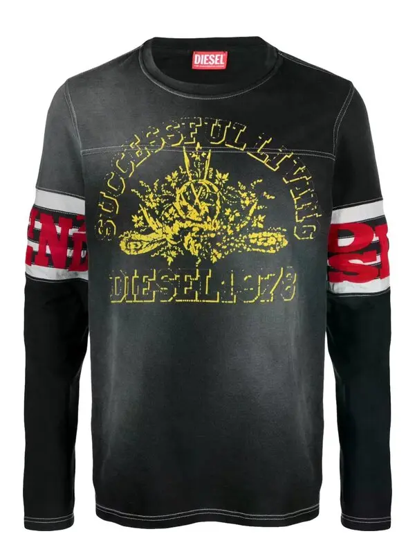 DIESEL® T-ju-ls Flocked-logo T-shirt - Black
