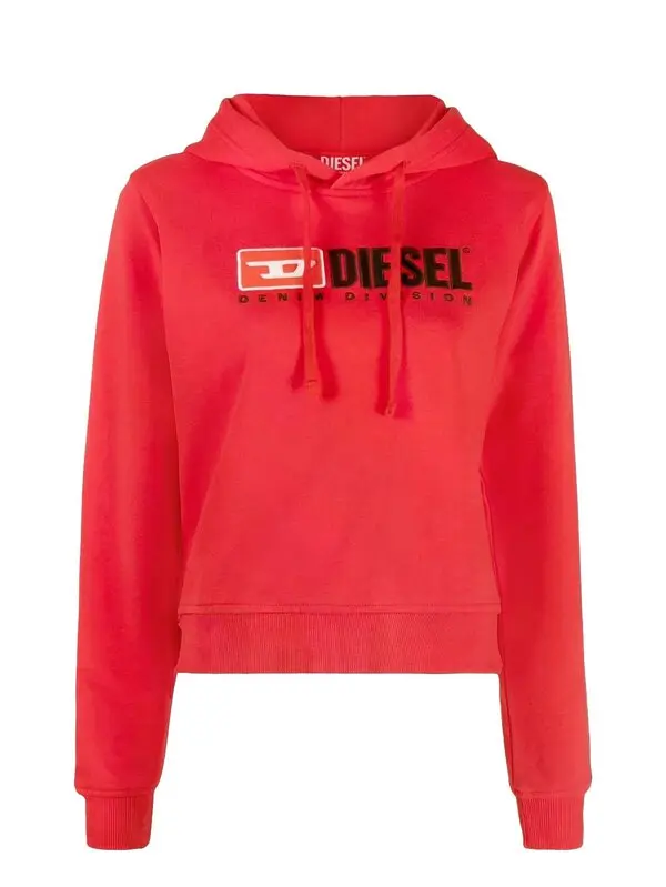 DIESEL® Logo Embroidered Cotton Hoodie - Red