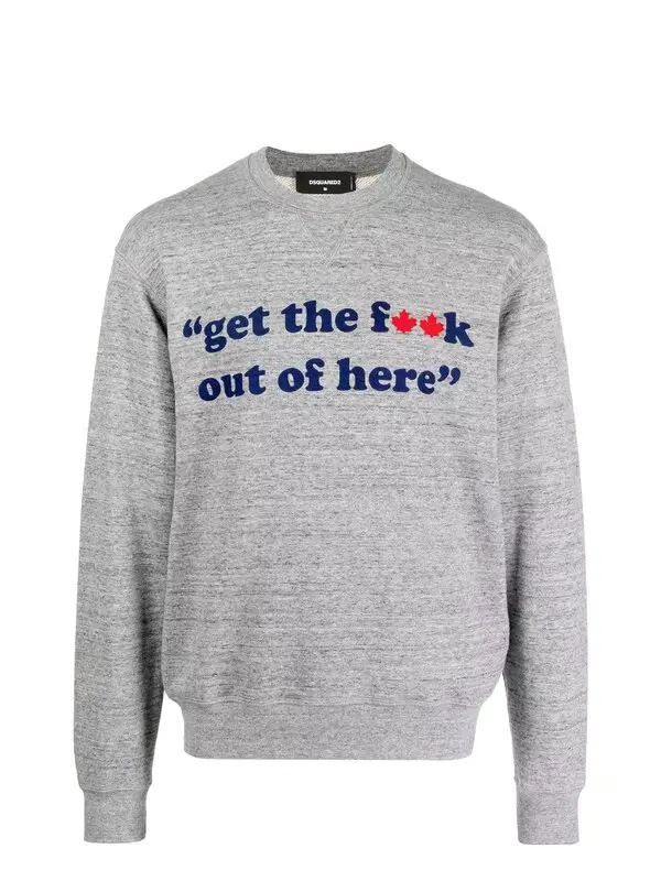 Dsquared2 Slogan Print Mélange Sweatshirt - Grey